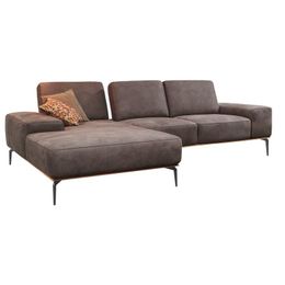 W.Schillig Ecksofa »run, Designsofa mit tollem Sitzkomfort, bequem, L-Form« mit Holzsockel, Füße in Schwarz pulverbeschichtet, Breite 279 cm mocca S37