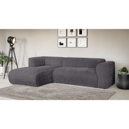 Inosign Ecksofa »MERID L-Form (257 cm), zeitlos & stilvolles Design, « Aufwendig gepolstert, in Cord, Chenille und Struktur dunkelgrau