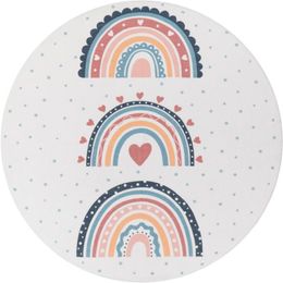 Paco Home Kinderteppich »Eliz 392« rund 12 mm Höhe Kurzflor, Spielteppich, Patchwork-Muster, Motiv Punkte & Regenbogen Mehrfarbig Obermaterial:...