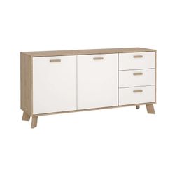 Andas Sideboard »Ikast, Stauraum, Schubladenschrank, Aufbewahrung« 2 Türen und 3 Schubladen, Breite 147 cm, Höhe 73 cm Jackson Hickory / Weiß