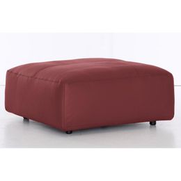 Musterring Hocker &raquo;LUCIA&laquo; rot Flachgewebe VALMONT (60% Baumwolle/40% Leinen);Leder PURO, pigmentiertes Leder;Microfaser CRONA (100% Polyester);Flachgewebe FLORIS