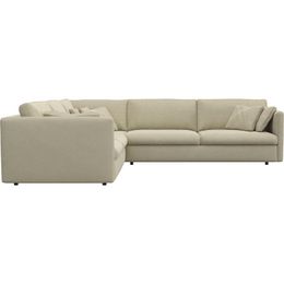 FLEXLUX Ecksofa »Lovane, elegant und zeitlos, bequem, L-Form« Weich & anschmiegsam, große Sitztiefe auf Kaltschaum, Dekokissen inkl. Sandy Beige