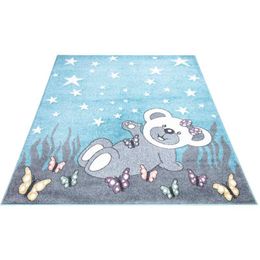 Carpet City Kinderteppich »ANIME916« rechteckig 11 mm Höhe Kinderzimmer Teppich Modern mit Mond, Blumen, Wolken, Creme, Multi blau Obermaterial:...