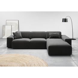 Andas Ecksofa »Glimminge auch in Breitcord, Feincord, Bouclé + Easy care-Bezug« L-Form, Breite 294, Zierkissen anthrazit