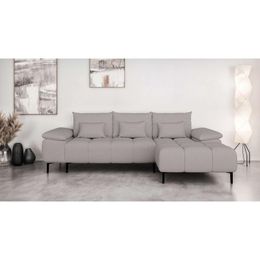 Inosign Ecksofa »DROMARA Schlafsofa mit Bettkasten, Maße: B/T/H 277/141/91 cm« L-Form mit Recamiere rechts/links bestellbar, Wellenunterfederung grau