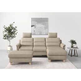 Sit & More SIT&MORE Ecksofa »Farö L-Form« inklusive Federkern, wahlweise mit Bettfunktion und Bettkasten beige