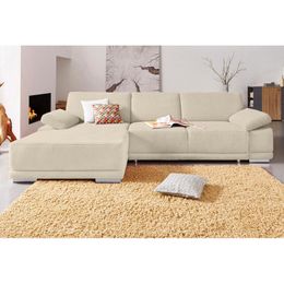 Sit & More SIT&MORE Ecksofa »Coria L-Form« mit XL-Recamiere, wahlweise mit Bettfunktion creme