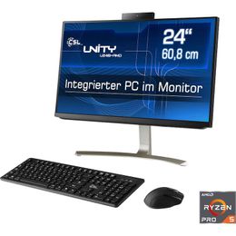 CSL All-in-One PC »Unity U24W-AMD / 4650G / 1000 GB / 16 GB RAM / Win 11« schwarz Integrierte Webcam und kabelloses Tastatur/Maus-Set: Perfekt für...