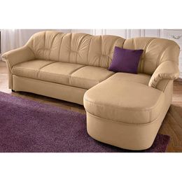 DOMO collection Ecksofa »Flores Schlafsofa, B/T/H: 233/142/86 cm, L-Form« wahlweise mit Bettfunktion, wahlweise mit Federkern, auch in Leder sand