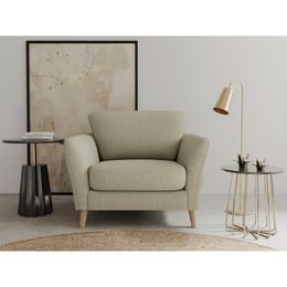 Home Affaire Sessel &raquo;MARSEILLE&laquo; Massivholzbeine Eiche, Landhausstil, Wellenunterfederung beige Webstoff (100% Polyester);Struktur fein (58% Polyester,