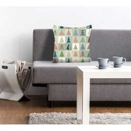 queence Dekokissen &raquo;Marten&laquo; mit verschiedenen Tannenb&auml;umen braun/gr&uuml;n + bedruckt Obermaterial: 100% Polyester B/L: 40 cm x 40 cm