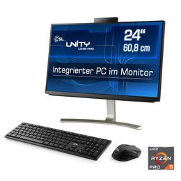 CSL All-in-One PC »Unity U24W-AMD / 4650G / 1000 GB / 16 GB RAM / Win 11« schwarz Integrierte Webcam und kabelloses Tastatur/Maus-Set: Perfekt für...