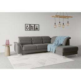 Sit & More SIT&MORE Ecksofa »Sinatra L-Form« mit Ottomane, optional mit Kopfteilverstellung und Armteilfunktion grau
