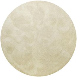 HOMIE LIVING Teppich »Pisa« rund 25 mm Höhe Hochflor, Microfaser, uni, weich, Shaggy, Wohnzimmer, Schlafzimmer creme beige meliert Obermaterial:...