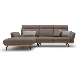 Creation BY ROLF BENZ Ecksofa &raquo;CR.460&laquo; Sockel in Eiche, Alugussf&uuml;&szlig;e in umbragrau, Breite 298 cm beige NaturLEDER OSKAR (echtes Rindsleder)