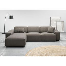 Andas Ecksofa »Glimminge auch in Breitcord, Feincord, Bouclé + Easy care-Bezug« L-Form, Breite 294, Zierkissen grau