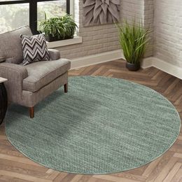 Carpet City Teppich »LINDO 8843« rund 11 mm Höhe Kurzflor, Hochtief-Muster/ 3D-Effekt, Boho-Stil, Wohnzimmer grün Obermaterial: 100% Polyester Ø...