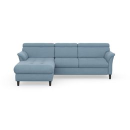 Sit & More SIT&MORE Ecksofa »Marano L-Form« inklusive Kopfteilverstellung, wahlweise mit Bettfunktion, Bettkasten hellblau