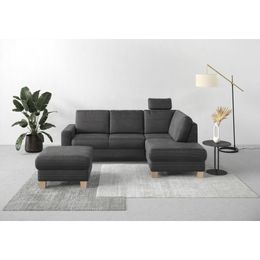 Home Affaire Ecksofa »Summer L-Form« mit Ottomane, wahlweise mit Bettfunktion und Bettkasten, Cord-Bezug grau
