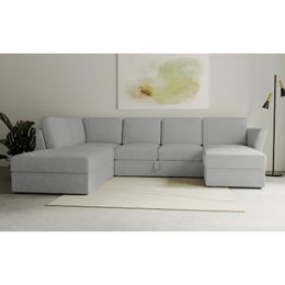 Home Affaire Wohnlandschaft »Lavars Schlafsofa« mit Bettfunktion und Stauraum, in zwei verschiedenen Bezugsqualitäten warm grey