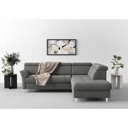 Sit & More SIT&MORE Ecksofa »Marano L-Form« inklusive Kopfteilverstellung, wahlweise mit Bettfunktion, Bettkasten grau