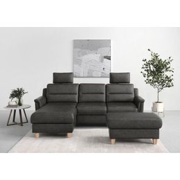 Sit & More SIT&MORE Ecksofa »Farö L-Form« inklusive Federkern, wahlweise mit Bettfunktion und Bettkasten anthrazit