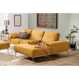W.Schillig Ecksofa »run, Designsofa mit tollem Sitzkomfort, bequem, L-Form« mit elegantem Holzsockel, Füße in Silber matt, Breite 319 cm sunrise Z73