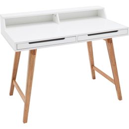 MCA furniture Schreibtisch »Tiffy« weiß matt lackiert, Gestell Massivholz buchefarben, Breite 110 cm weiß matt + Buchefarben + weiß matt