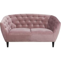 ACTONA GROUP 2-Sitzer »Ria Sofa, Couch, Doppelsofa, Loveseat, « Samtstoff, Massivholz-Beine, Taschenfederkern, Tufting, mit Armlehnen Rose
