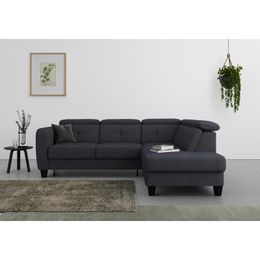 Sit & More SIT&MORE Ecksofa »Belluci L-Form« inklusive Federkern, wahlweise mit Bettfunktion und Bettkasten deep blue