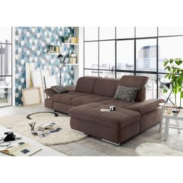SET ONE BY Musterring Ecksofa &raquo;SO4100 V&laquo; mit verstellbaren Kopfteilen, wahlweise mit Funktionen, Cord-Bezug nuss