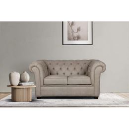 Home Affaire 2-Sitzer &raquo;CHARENTE, Chesterfield-Sofa, Wellenfederung, Ma&szlig;e: B/T/H: 147/89/74 cm&laquo; mit edler Knopfheftung und typischen Armlehnen beige 