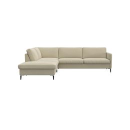FLEXLUX Ecksofa »Fiore, L-Form« schmale Armlehnen, Kaltschaum, Füße Alu+schwarz Sandy Beige