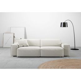 Andas Big-Sofa »Glimminge auch in Breitcord, Feincord + Easy care-Bezug, « besondere Kedernähte Zierkissen silber
