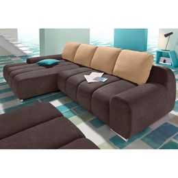Inosign Ecksofa »Bono L-Form« wahlweise mit Bettfunktion dunkelbraun/caramel