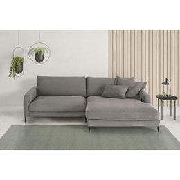Inosign Ecksofa »Downtown, B/T/H: 272/190/84 cm L-Form« weicher Sitzkomfort auch in Cord und Bouclé, incl. Zierkissen grau