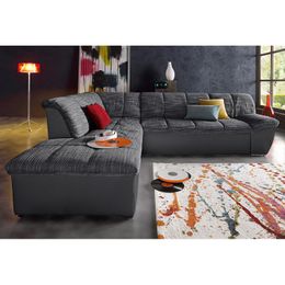 DOMO collection Ecksofa »Splash, aktuelle Sitz- und Rückensteppung, Materialmix, L-Form« wahlweise mit Bettfunktion schwarz/pepper