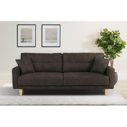 Home Affaire 3-Sitzer &raquo;TRIPLO optionale Schlafsofa mit Bettkasten, Ma&szlig;e B/T/H: 215/100/89 cm&laquo; Wahlweise Bettfunktion - Liegefl&auml;che 145x191 cm, R&uuml;cken-