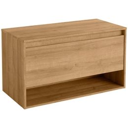 Fackelmann Waschbeckenunterschrank »Natura« Badmöbel Nature Oak Optik Ast-Eiche