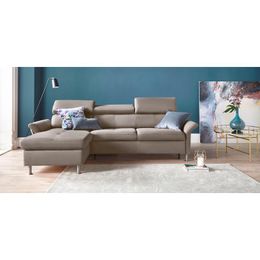 exxpo - SOFA FASHION Ecksofa »Maretto, bequem und komfortabel, L-Form« inkl. Kopf- bzw. Rückenverstellung, wahlweise mit Bettfunktion argent