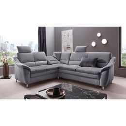 Places of Style Ecksofa »Cardoso L-Form« Federkern, wahlweise mit Bett, Schubkasten, teilweise Relaxfunktion grau