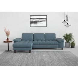 Sit & More SIT&MORE Ecksofa »Westham L-Form« Recamiere, mit oder ohne Bettfunktion, Bettkasten, Füße wengefarben greyblue