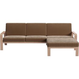 Sit & More sit&more Ecksofa &raquo;Kolding L-Form&laquo; Armlehnen aus Buchenholz in natur, verschiedene Bez&uuml;ge und Farben braun 100% Polyester