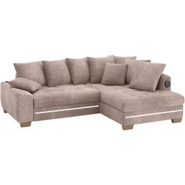 Ecksofa &raquo;Nikita II, L-Form&laquo; RGB-LED, Bluetooth-Soundsystem, wahlweise mit Bett, Bettkasten grau Dolce (100% Polyester)