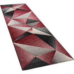 Paco Home Läufer »Smaragd 762« rechteckig 17 mm Höhe Kurzflor, modernes geometrisches Design, Wohnzimmer, Schlafzimmer Rot Obermaterial: 100%...