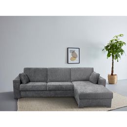 Home Affaire Ecksofa »Roma "M" Matratzenhöhe 14 cm, Dauerschlaffunktion, mit Unterfederung, « Liegemaße ca 143x198 cm, L-Form dunkelgrau