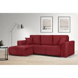 Inosign Ecksofa »BEATRICE optionale Schlafsofa mit Bettkasten, B/T/H: 265/170/86 cm« L-Form, wahlweise auch mit Bettfunktion und Bettkasten rot