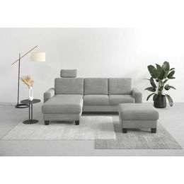 Home Affaire Ecksofa &raquo;Summer L-Form&laquo; mit Recamiere, mit oder ohne Bettfunktion und Bettkasten, Cord-Bezug silber 100% Polyester