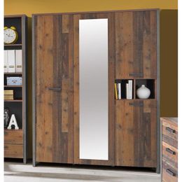 FORTE Kleiderschrank &raquo;Clif&laquo; Ma&szlig;e: B/H/T ca. 156x205x52 cm, mit Spiegelauflage grau FSC -zertifizierter Holzwerkstoff