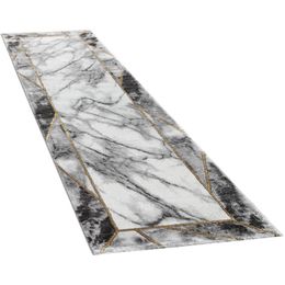 Paco Home L&auml;ufer &raquo;Kraft 525&laquo; rechteckig 16 mm H&ouml;he Kurzflor, Marmor-Design mit Bord&uuml;re, mit gold-/silberfarbenen Akzenten goldfarben Obermaterial:...